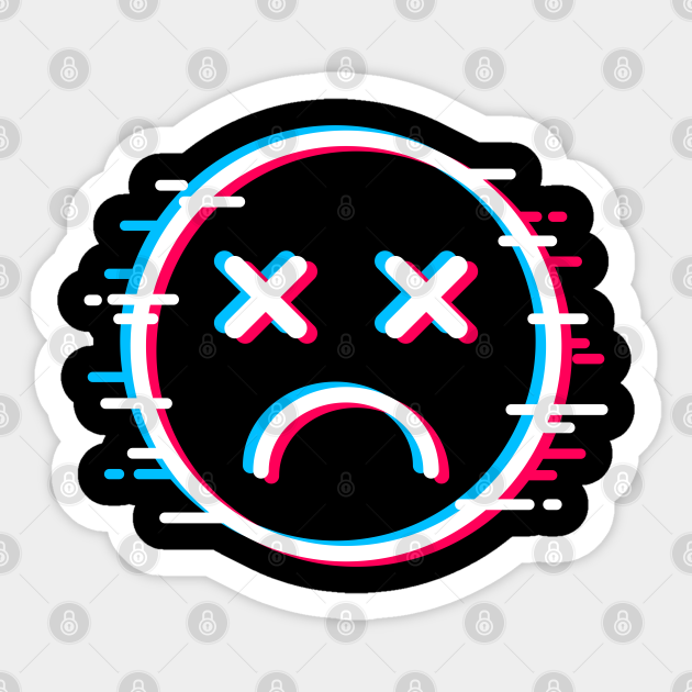 Glitch Face Dead Sad Glitch Artwork Sticker Teepublic